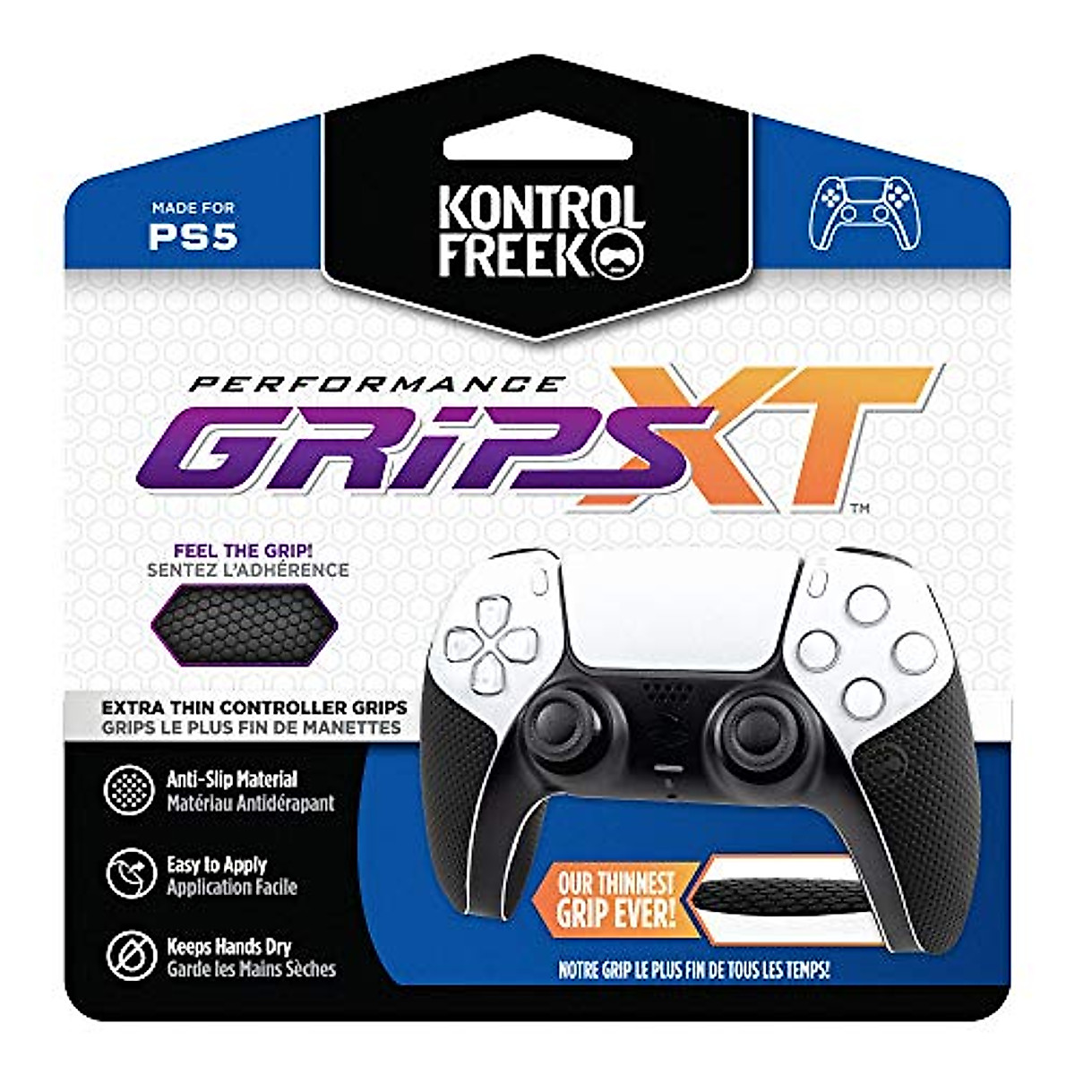 KontrolFreek Performance Grips for Playstation 5 (PS5) Controller (Nightfall Black XT (Extra-Thin))
