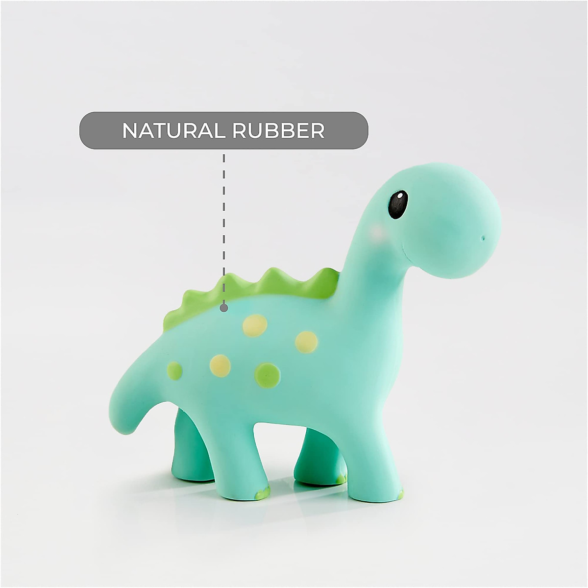 Lil' Llama Baby Teething Toys, Dinosaur Teether for Toddler & Baby Boys and Girls, 100% Natural Rubber Squeaker, BPA-Free, Soothe Sore Itchy Gums & Teething Pain (Dinosaur)