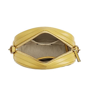 Tory Burch Women's Kira Golden Sunset Yellow Leather Camera Handbag Crossbody