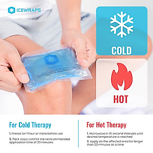 ICEWRAPS Hot & Cold Ice Packs - 3 x 5 in. Soft Gel Ice Packs – Reusable for Injuries Headaches, Joints, Fevers, & More – Made of Pro-Grade, Puncture-Proof Material (6 Packs)