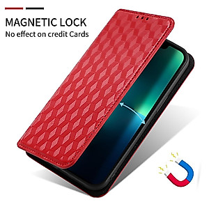 FLOODKING Compatible with Samsung Galaxy Note 10 Lite Phone Case Wallet Genuine Leather Shockproof TPU Case Stand Durable Flip Book Folding Phone Case Red