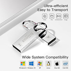 USB Flash Drive, Bilious Portable Keychain Design Thumb Drives, Metal Style Memory Stick U Disk, Waterproof Jump Pen Drive for Storage and Backup (64GB, 5 Pack)