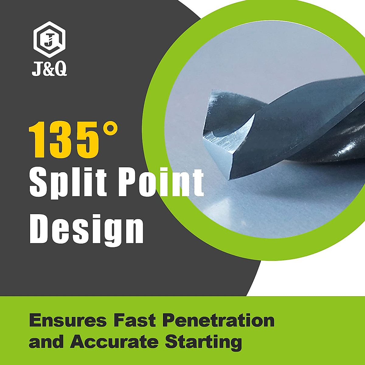 J&Q 1" Silver and Deming Drill Bit, 3 PCS HSS Reduced Shank Drill Bits, 3-Flat 1/2” Shank, Black Oxide Finish Large Drill Bits for Steel, Copper, Aluminum, 135 Degrees Split Point