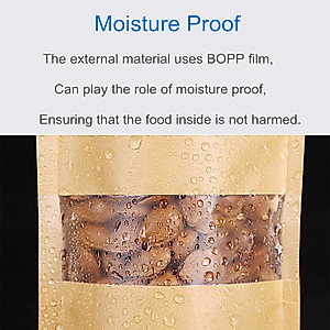 oUUoNNo 50 Pcs 7"X10" Stand Up Kraft Paper Bag, Reusable Zip Lock Sealing With Notch Matte Transparent Window Bags, All Purpose Storing Food Storage, Ideal for Coffee Beans, Nuts, Biscuits DIY