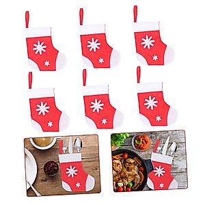 BESTOYARD 6pcs Cutlery Bag Cutlery Set Christmas Cutlery Bags Xmas Party Decoration Dinning Table Decor Red Table Decor Christmas Silverware Fork Spoon Holder Cutters Forks Covers Mini