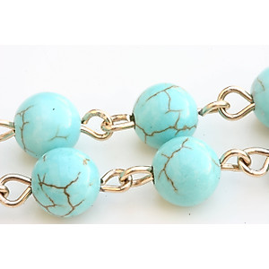 Catholic Prayer Rosary made with Magnesite Turquoise Blue Gemstones and Austrian Crystals