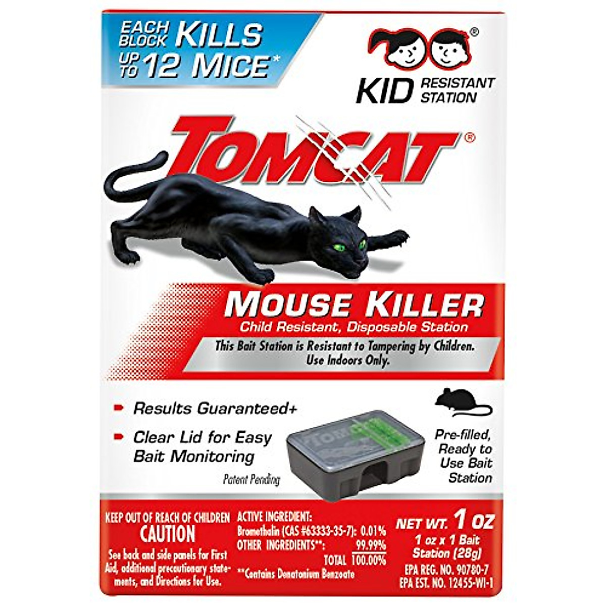 Tomcat Mouse Killer Child Resistant, Disposable Station, 1 Pre-Filled Ready-To-Use Bait Station