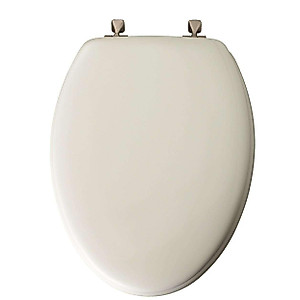 UYSB Molded Wood Toilet Seat w/Brushed Nickel Hinges Elongated White Toilet seats Bathroom accessories Toilet seat Toilet seat cover Home improvement Toilet seat risers Sitz bath for toilet sea