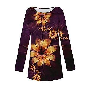 Womens Crewneck Sweatshirt Winter Shirts for Women Long Sleeve Plus Size Fall Tops for Women Long Sleeve Womens Tops Printed Blouse O Neck Tunic Tops Loose Sweatshirts Dressy Casual Pullover