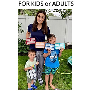 kinsho Snack Containers - Small Bento Lunch Box for Kids Girls Boys Toddlers | MINI Leakproof Boxes, Baby Bentobox for School Daycare Travel, Portion Containers, 2 pack, Red Navy Blue