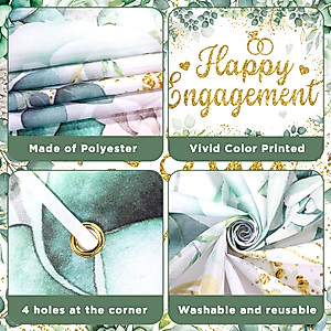 Eucalyptus Engagement Party Decoration, Green Happy Engagement Banner Sage Green Just Engaged Banner Green Engagement Backdrop Just Married Decorations Kit for Couple Engagement Party Bridal Shower