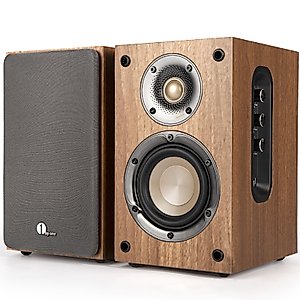 1 by ONE Bluetooth Bookshelf Speakers, Active 2 Way Speakers with 60 Watts RMS, 100 Watts Peak Power, Turntable Speakers with RCA x 2/Bluetooth/Coaxial/Optical