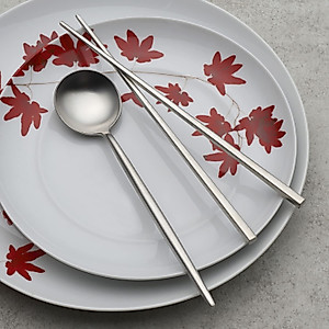 Studio Nova Stainless Steel Spoon and Chopstick Set, Set Of 4, Silver