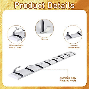 Wesiti 8 Hooks Wall Mounted Coat Rack, Floating Rack with Retractable Hooks, Door Wall Coat Rack Aluminum Space Saving Wall Hangers Hook Rail for Entryway Bathroom Hat Towel (White)