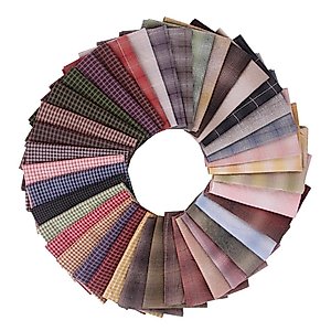 Generic 50Pcs Plaid Fabric Squares Cotton Fabric Squares Quilting Fabric Patchwork 50 Design Precut Quilt Charm Squares for DIY Craft Sewing,, 10x10cm