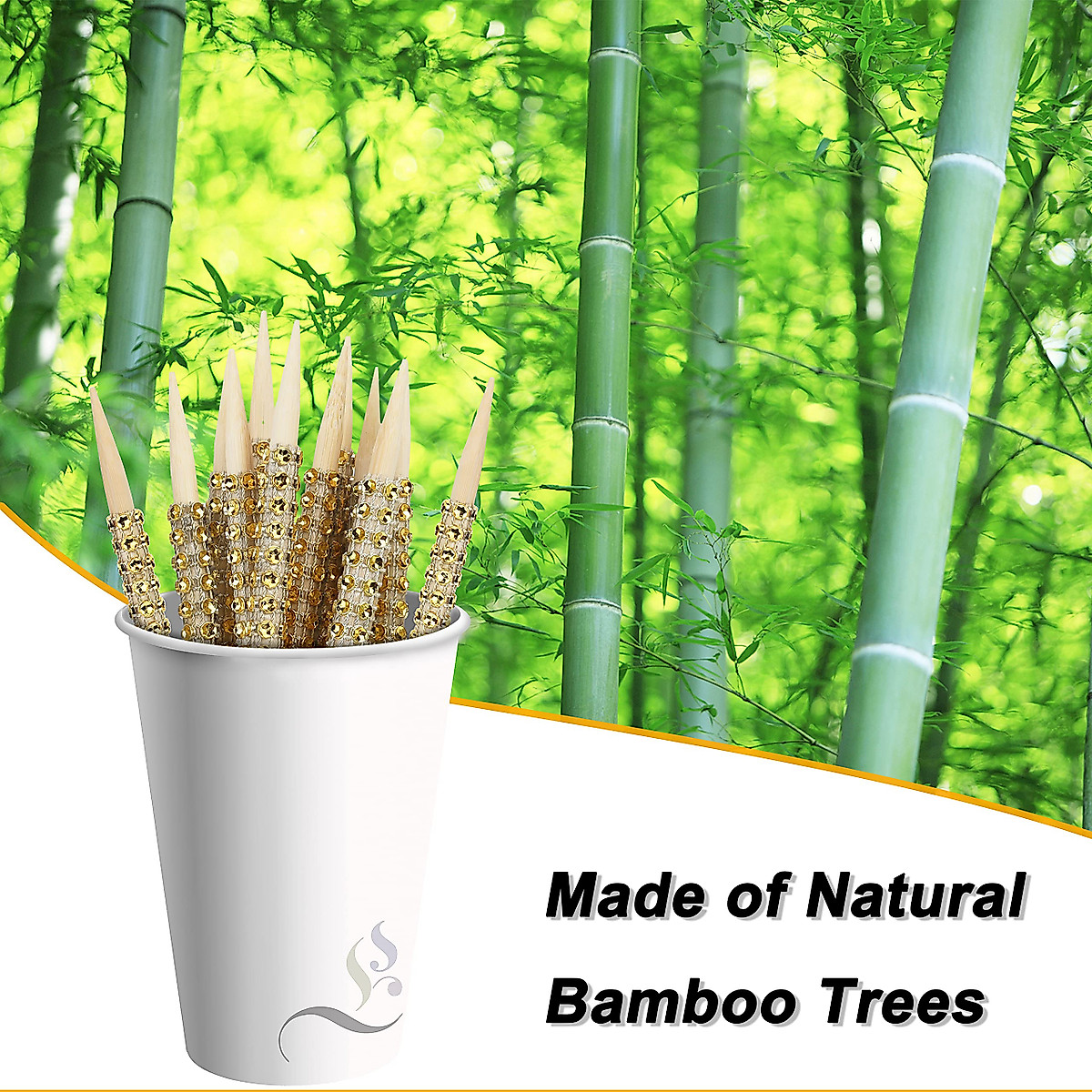 32 PCS Bling Candy Apple Bamboo Sticks, Caramel Apple Wooden Pointed Skewers with Rhinestones Diamond Mesh Wrap, Fruit Treats Pop Dec Bar for Dessert Table Tea Party Birthday Wedding (Silver)