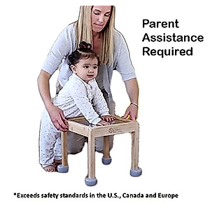 Little Balance Box, Best Baby Walker, 2-in-1 No Wheels Spring Feet, Wooden Walker, Girl Boy Baby Toddler Activity Table, Beige