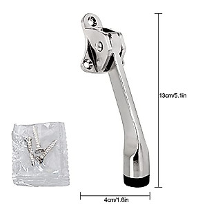 4 Packs Kickdown Door Stop for Heavy Door Garage Door with Rubber Tip and Spring Lever Metal Kickstand Door Stopper Hinge