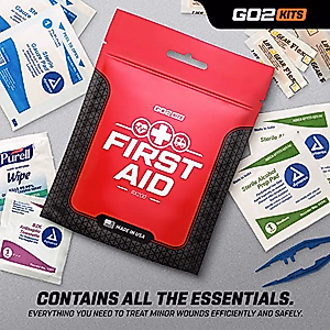 Go2Kits First Aid Kit 2.0 USA Made 38 Piece Basic Plus (1 Pack) Red