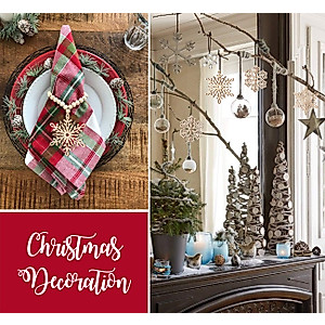 ilauke 12pcs Wooden Snowflakes Decorations 3 inch Christmas Ornaments Wood Hanging Ornament Rustic Farmhouse Christmas Craft Supplies