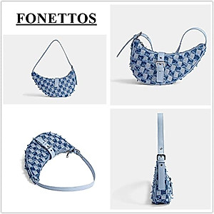 FONETTOS Y2K Saddle Hobo Bag, Women Shoulder Purse Moon Bag Handbag Fashion for Girls