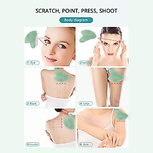 RUOYUN Gua Sha Massage Tool, Natural Jade Massage Tools for SPA Acupuncture Therapy Trigger Point Treatment Help Relieve Sore Neck, Hands and feet, Promote Blood Circulation
