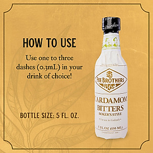 Fee Brothers Cardamom Cocktail Bitters - Aromatic Cocktail Mixer & Concentrated Flavoring, Gluten Free, Vegan-Friendly, 5 fl oz