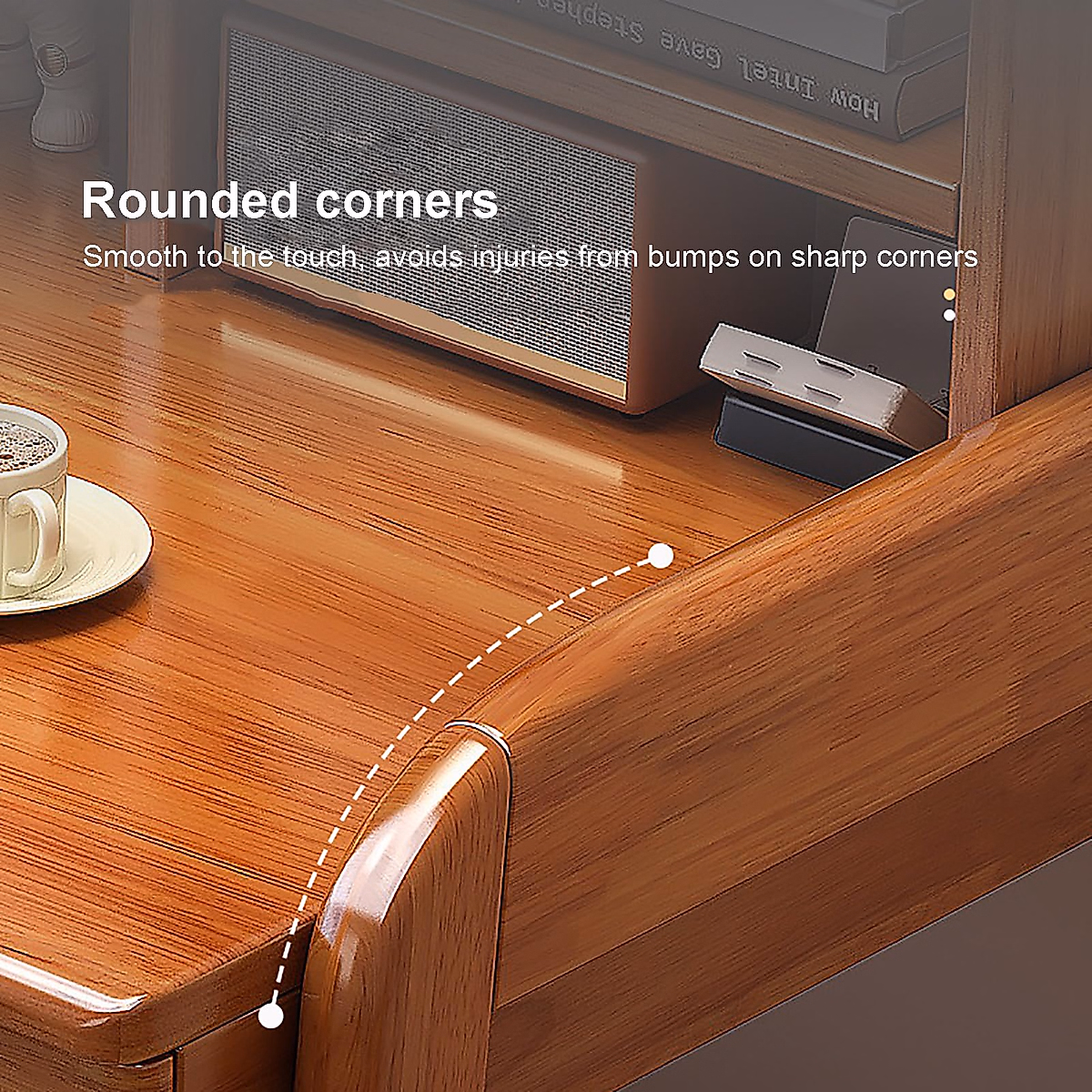 Solid Wood Writing Desk, Mid-Century Modern Computer Desk with Hutch and 2 Drawers,Simple Study Table Home Office Workstation with Open Storage Shelf(80x60x105cm(31x24x41in), Wood)