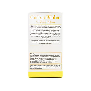 GSL Technology Ginkgo Biloba | 60MG of Ginkgo Biloba 50:1 Extract (Equivalent to 3000MG Per Tablet) | Made in USA (60 Tablets)