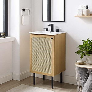 Modway Chaucer 18” Bathroom Vanity Cabinet in Oak (Sink Basin Not Included), 18 Inches