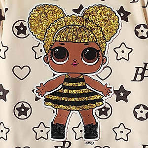 L.O.L. Surprise! Girls Clothes with Long Sleeve Stars Print Hoodie Sweatshirt and Pant Leggings 2 Piece Fall Outfits Apricot 8-9 Years