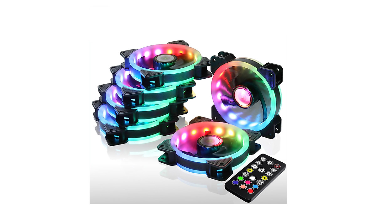DS 6-Pack 120mm RGB PC Cooling Fans with Remote - Cool & Colorful