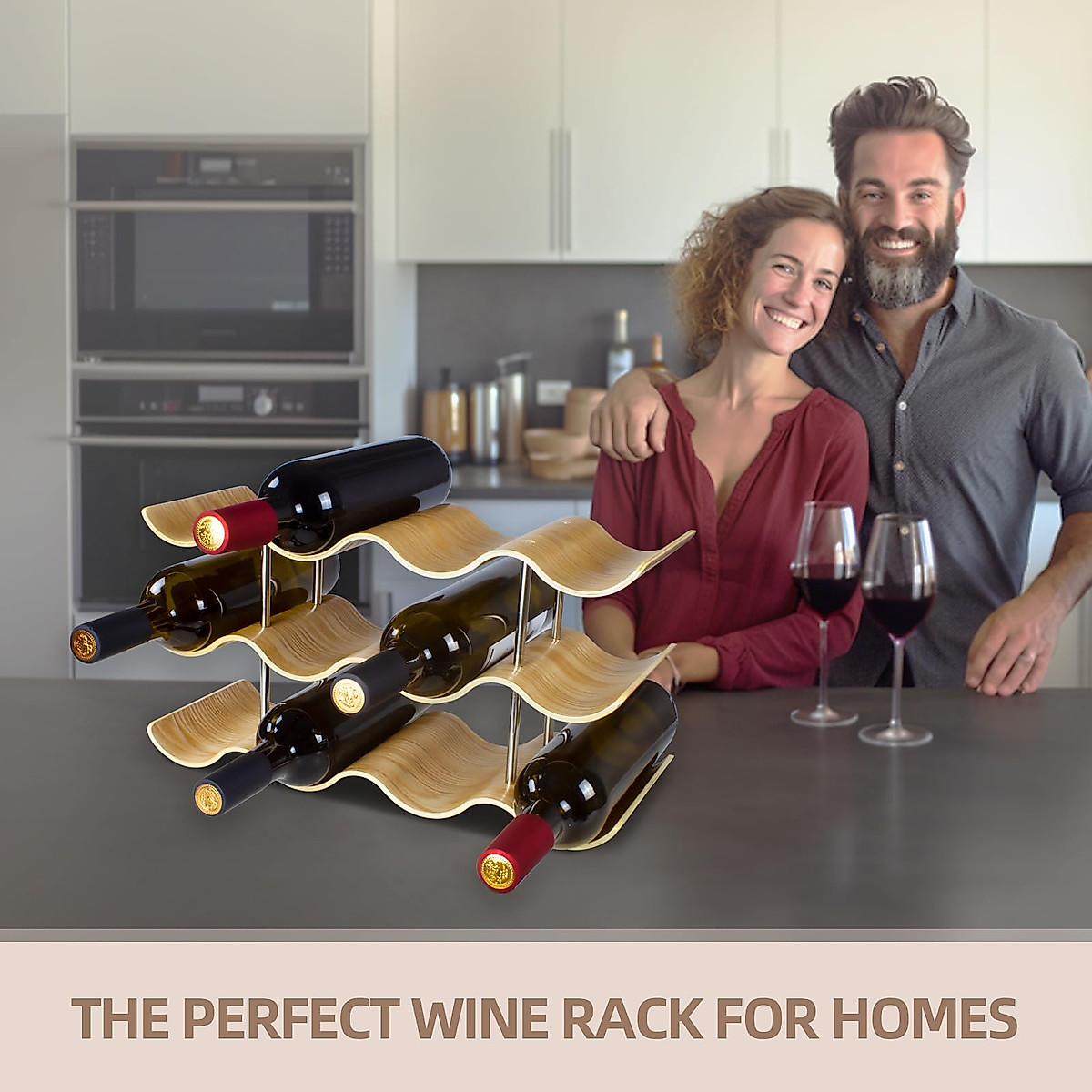 Bellglee 12 Bottles Wine Racks Countertop for Shelf, 3-Tier Wooden Wine Bottle Holder Stand, freestanding Wine Storage for Inside Cabinet Organizer for Home Décor, Bar and Pantry