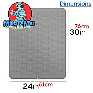 Extra Large (30 inch by 24 inch) heavy duty silicone dish drying mat (Gray, XL - 30"x24")