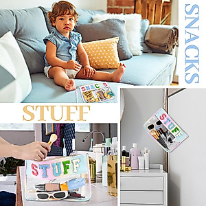 Meetory 2 Pcs Chenille Letter Clear Bags, Snack Zipper Pouch Multi-purpose Transparent Makeup Bag Clear Stuff Bag Toiletry Bag Clear Cosmetic Bag for School, Gym, Beach