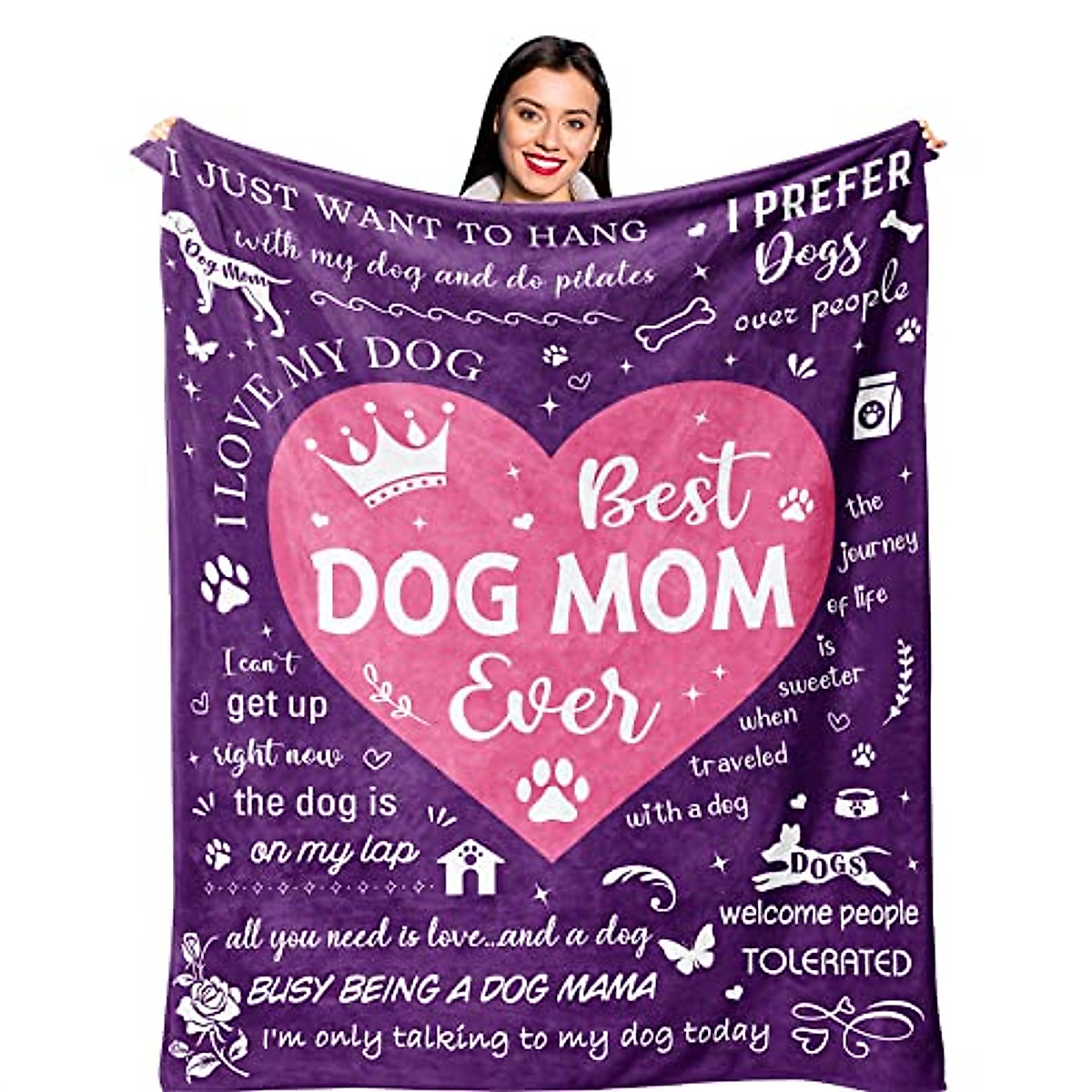 Ruvinzo Dog Mom Gifts for Women, Dog Lovers Gifts for Women, Gifts for Dog Moms, Dog Mom Gift for Mothers Day, Best Gifts for Dog Owners, Gifts Idea for Dog Lover, Dog Mom Birthday Blanket 60” x 50”