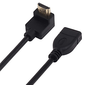 Yeworth [2 Pack 0.95FT High Speed Gold Plated HDMI Extension Adapter Cable, 90 Degree Down Angle A Male to A Female Extension Wire Cord HDMI Extender Cable