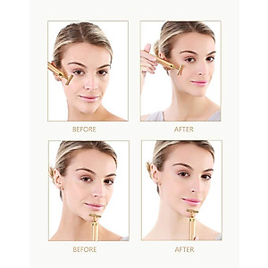 DANGSHAN Beauty Bar 24k Golden Pulse Facial Massager, T-Shape Electric Sign Face Massage Tools for Sensitive Skin Face Pull Tight Firming Lift