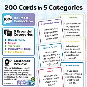 200 Kids Conversation Cards - Help Kids Put Down Tablets and Phones - Get Children to Enjoy Talking and Listening - Great for Car Rides and Family Dinners - A New Way for Kids to Express Themselves