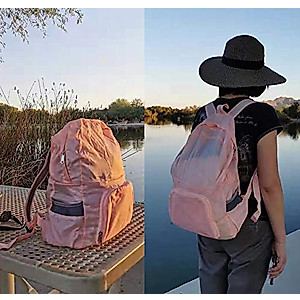 TRAVEL LITE FOLDABLE LIGHTWEIGHT DURABLE TRAVEL BACKPACK | PACKABLE BACKPACK | DAYPACK (Beige)