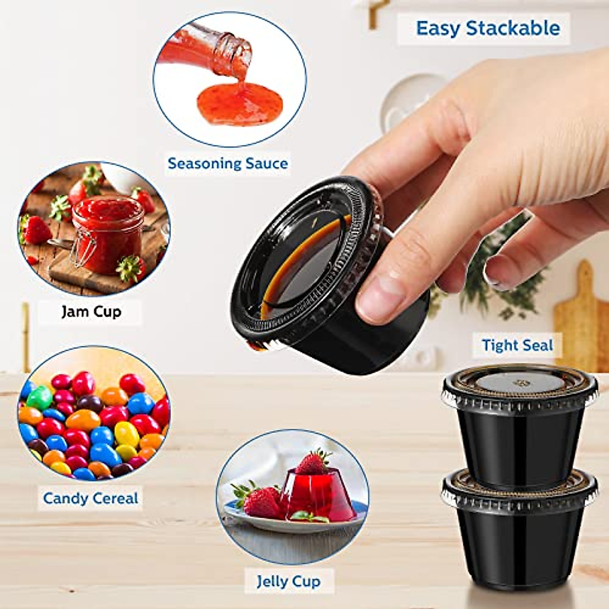 50 Pcs Meal Prep Container with Lids Including 25pcs 25oz Food Storage Containers and 25 Pcs 2.5 oz Portion Cups, Reusable Lunch Containers, Freezer Microwave Dishwasher Safe