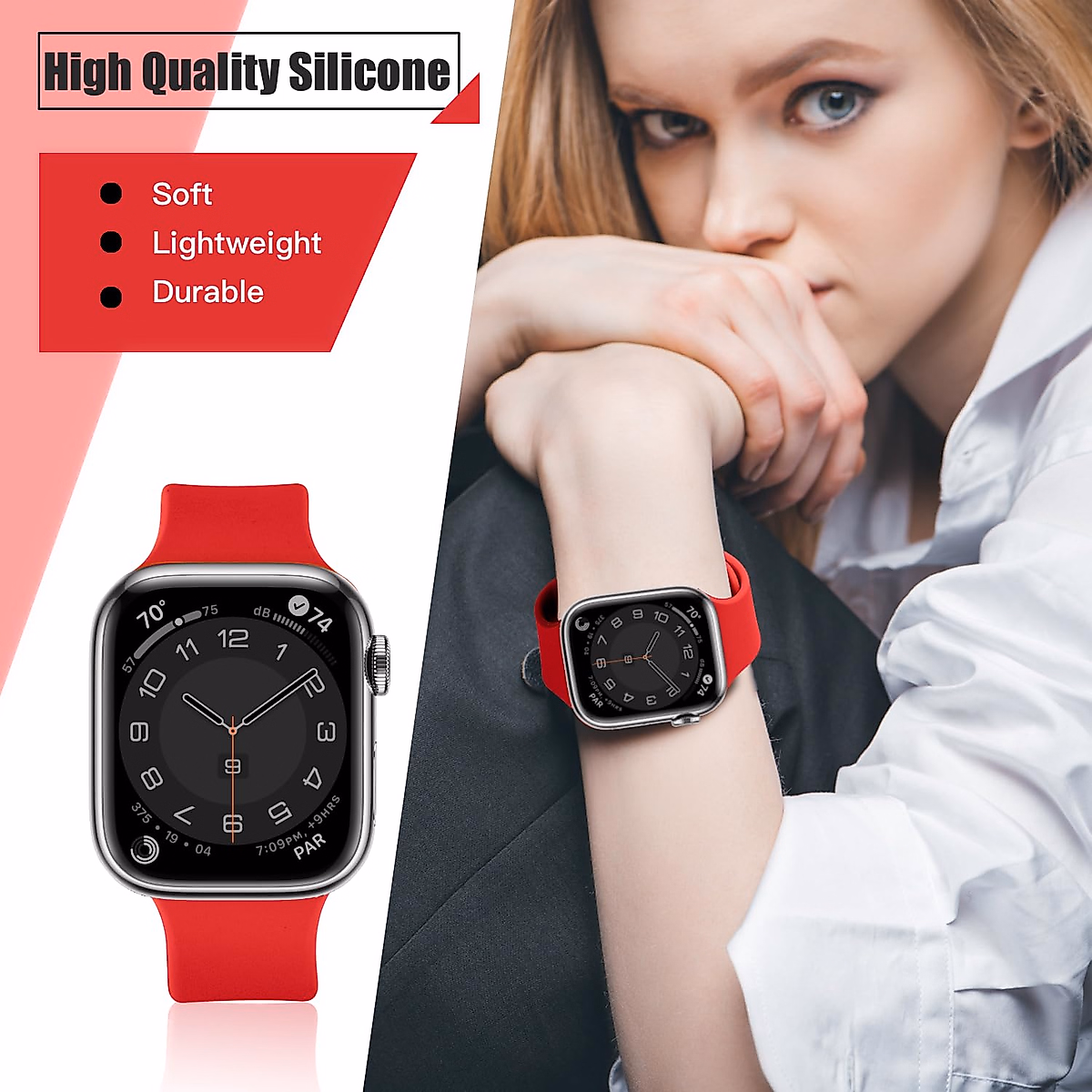 THWALK 6 Pack Bands Compatible with Apple Watch Band 40mm 41mm 42mm 44mm 45mm 46mm 49mm iWatch Silicone Band Ultra 2/Ultra SE Series 10/9/8/7/6/5/4 for Women Men (40/41/42mm S/M, Black/White/Red/Abyss Blue/Clover/Starlight)