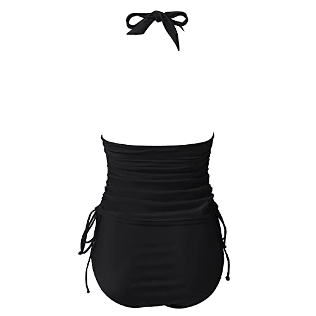 SUUKSESS Women Halter Tankini Bathing Suits Sexy Slimming Tummy Control Swimsuits 2 Pieces (Black, XL)