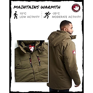 CANADA WEATHER GEAR Men's Winter Coat - Heavyweight Teflon Canvas Cargo Parka Jacket (M-XXL), Size X-Large, Olive Green