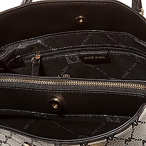 Anne Klein womens Anne Klein Triple Compartment Satchel with Card Pouch, Black/White, 13.5 L x 4.75 D 9 H US