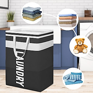 2-Pack 75L Laundry Hamper Collapsible Waterproof Laundry Basket with Easy Carry Handles Freestanding Tall Clothes Hampers for Laundry Bedroom Bathroom Black & Gray