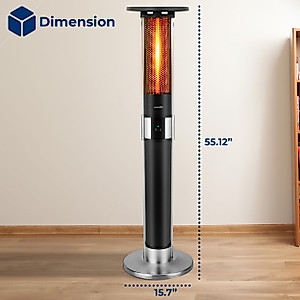 SereneLife Infrared Patio Heater, Electric Patio Heater for Indoor/Outdoor Use, Portable Tower Heater with Remote Control, 1500 W, for Restaurant, Patio, Backyard, Garage, Decks (Black)