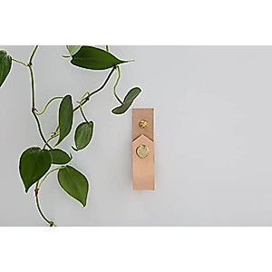 KEYAIIRA - Leather Hanger Strap with Snap that Opens & Closes - functional wall entryway organizer hook bathroom hand towel holder brass boho decor wall jewelry holder