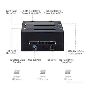 StarTech.com USB 3.0 to IDE SATA Hard Drive Docking Station for 2.5/3.5" Hard Drive - SuperSpeed Hard Drive Dock (UNIDOCK3U)