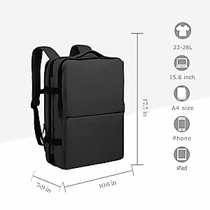 Cai Unisex College Bag, Large Travel Laptop Backpack 15 Inch 17 Inch Computer Water Resistant Rucksack (17, Black)